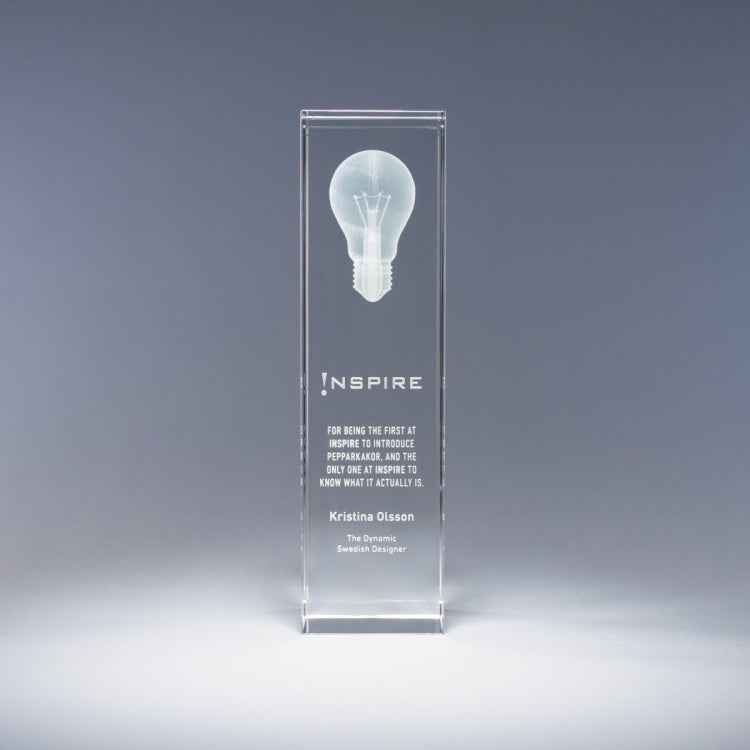 Luminosity Optic Crystal Award with 3D Lasered Lightbulb